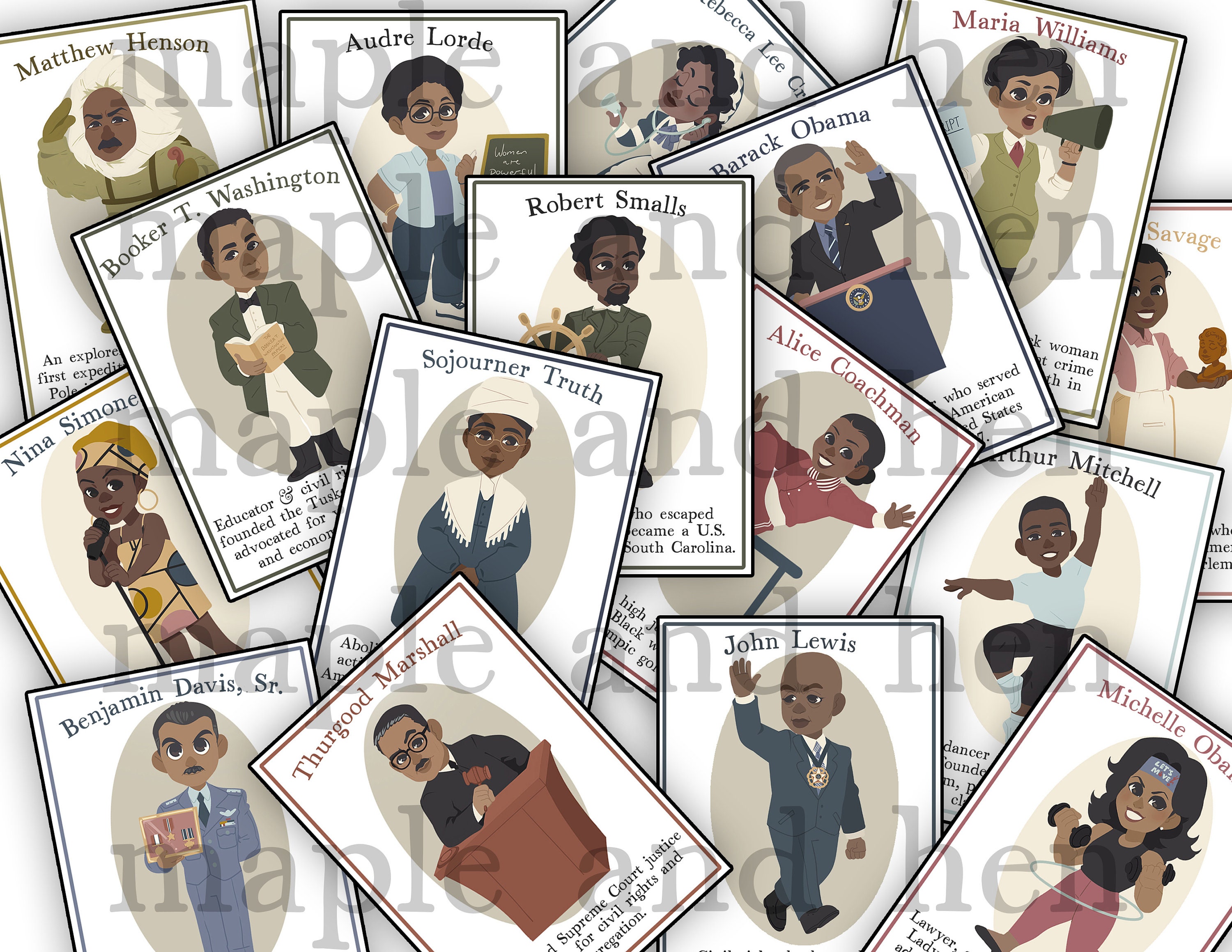 Black History Flash Cards Set 2, Printable US African American Black ...