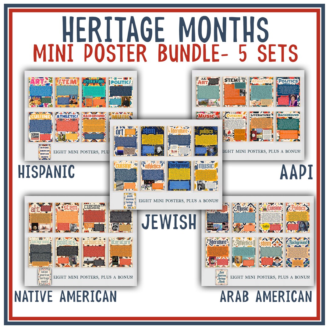 Heritage Month Poster Bundle | History Month Bulletin Board Sets | Arab ...