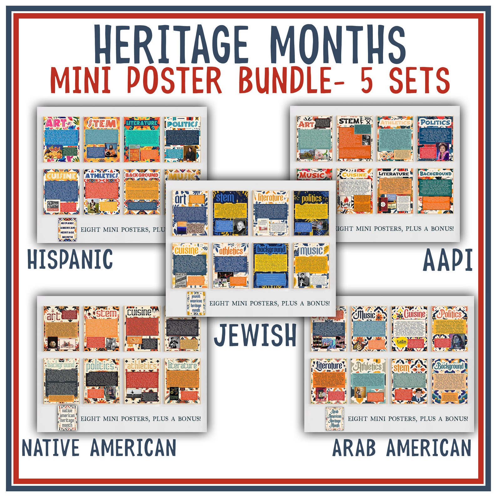 Heritage Month Poster Bundle | History Month Bulletin Board Sets | Arab ...