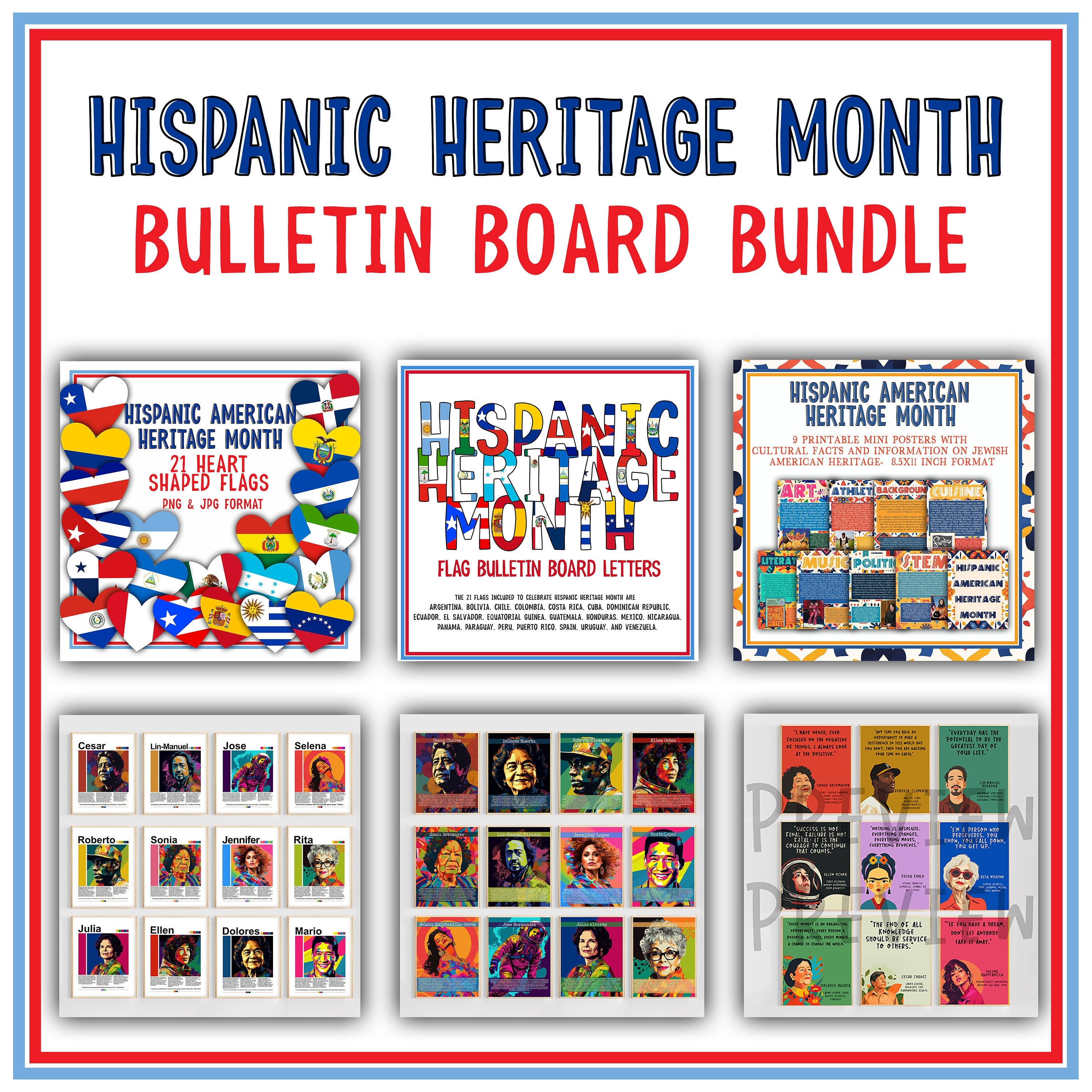 Hispanic American Heritage Month Bulletin Board Bundle | Hispanic ...