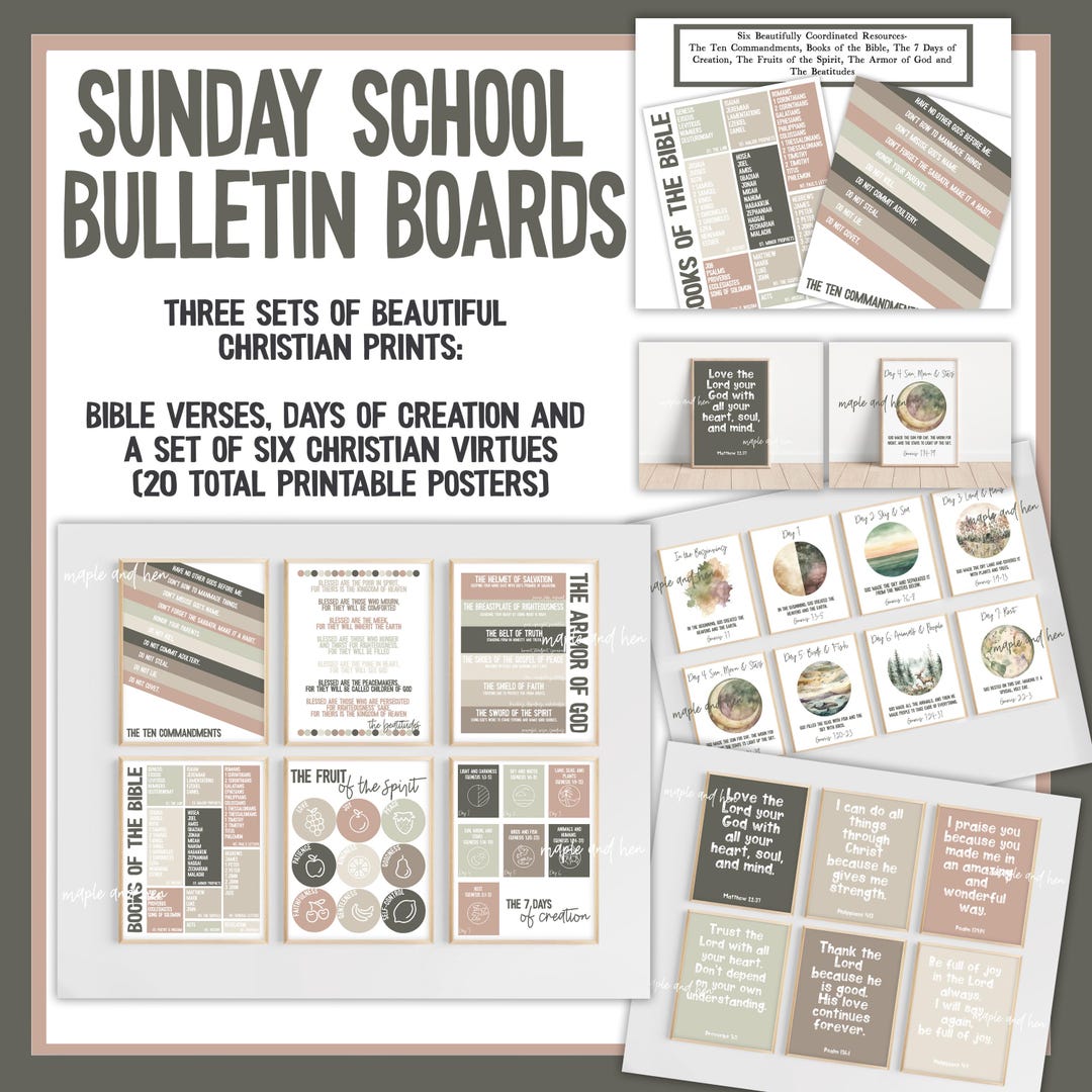 Christian Virtues Decor Bundle Set | Bible Verses Bulletin Board, 7 ...