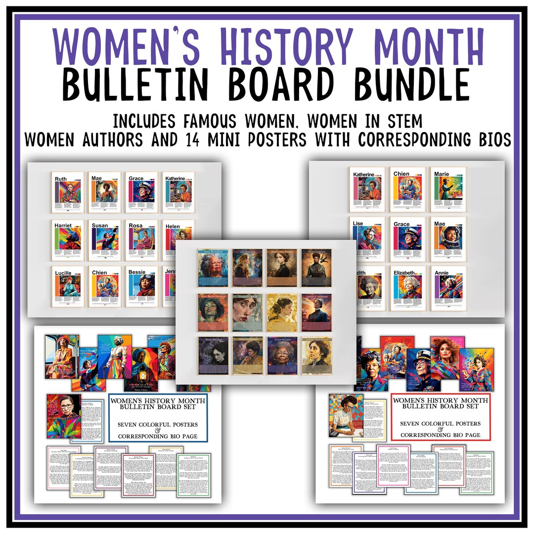 Women's History Month Bulletin Board Set Posters | International Women ...