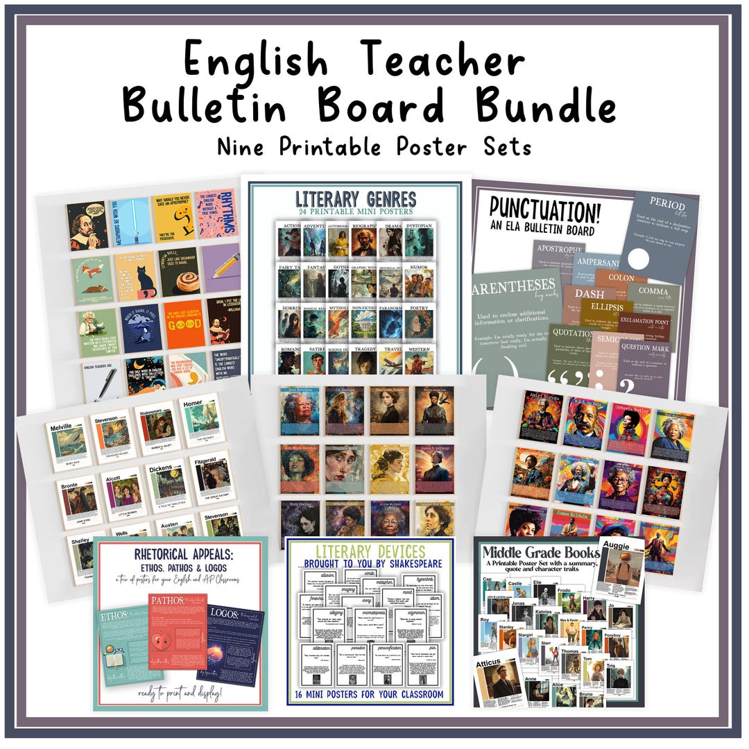 English Classroom Poster Bundle | Middle High School Bulletin Board ...