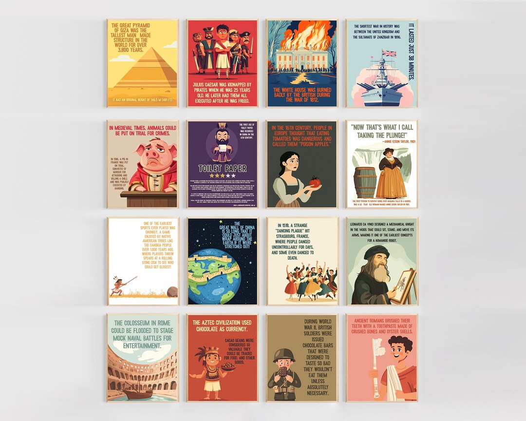 Fun Fact History Posters | Social Studies Trivia Bulletin Board Poster ...