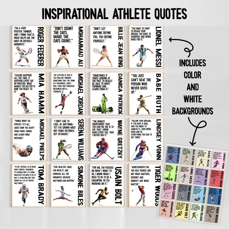 Famous Athletes Bulletin Board Set | Sports Role Models Posters | 16 ...