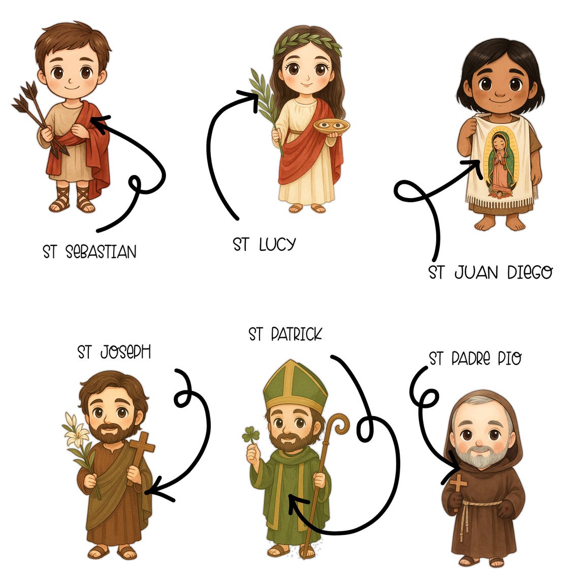 Catholic Saint Clipart for Kids | Printable Chibi Saint Pngs | Faith ...