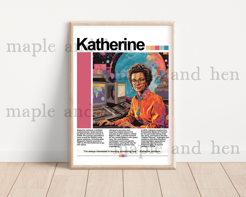 Katherine Johnson Digital Art Print | Black History Month Printable ...