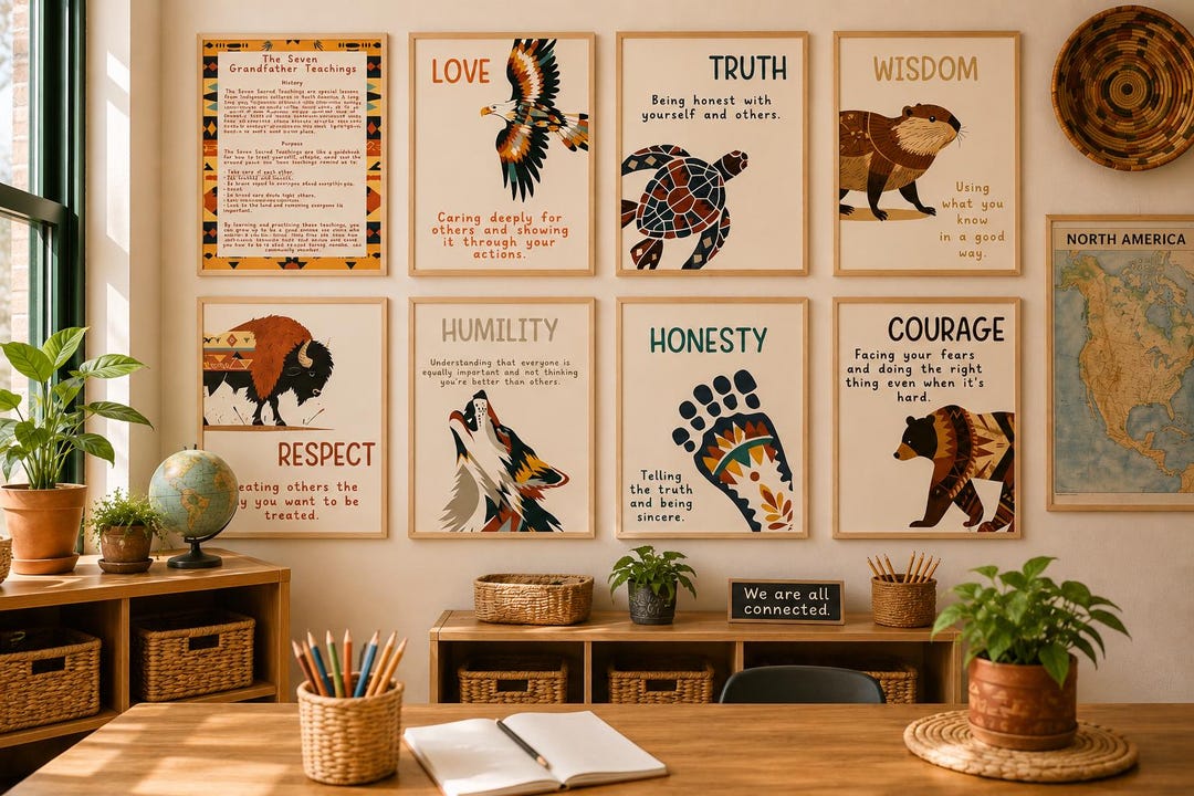7 Sacred Teachings for Kids | Seven Grandfather Teachings Posters ...