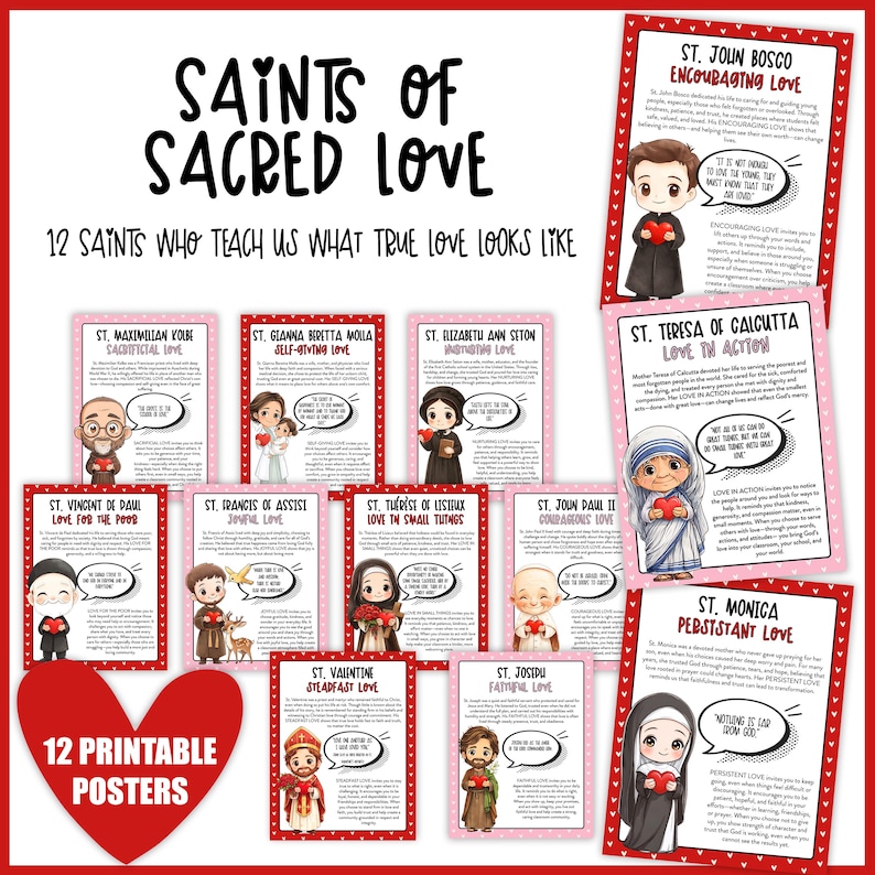 Catholic Saints Valentine Bulletin Board | Saints of Sacred Love Poster ...