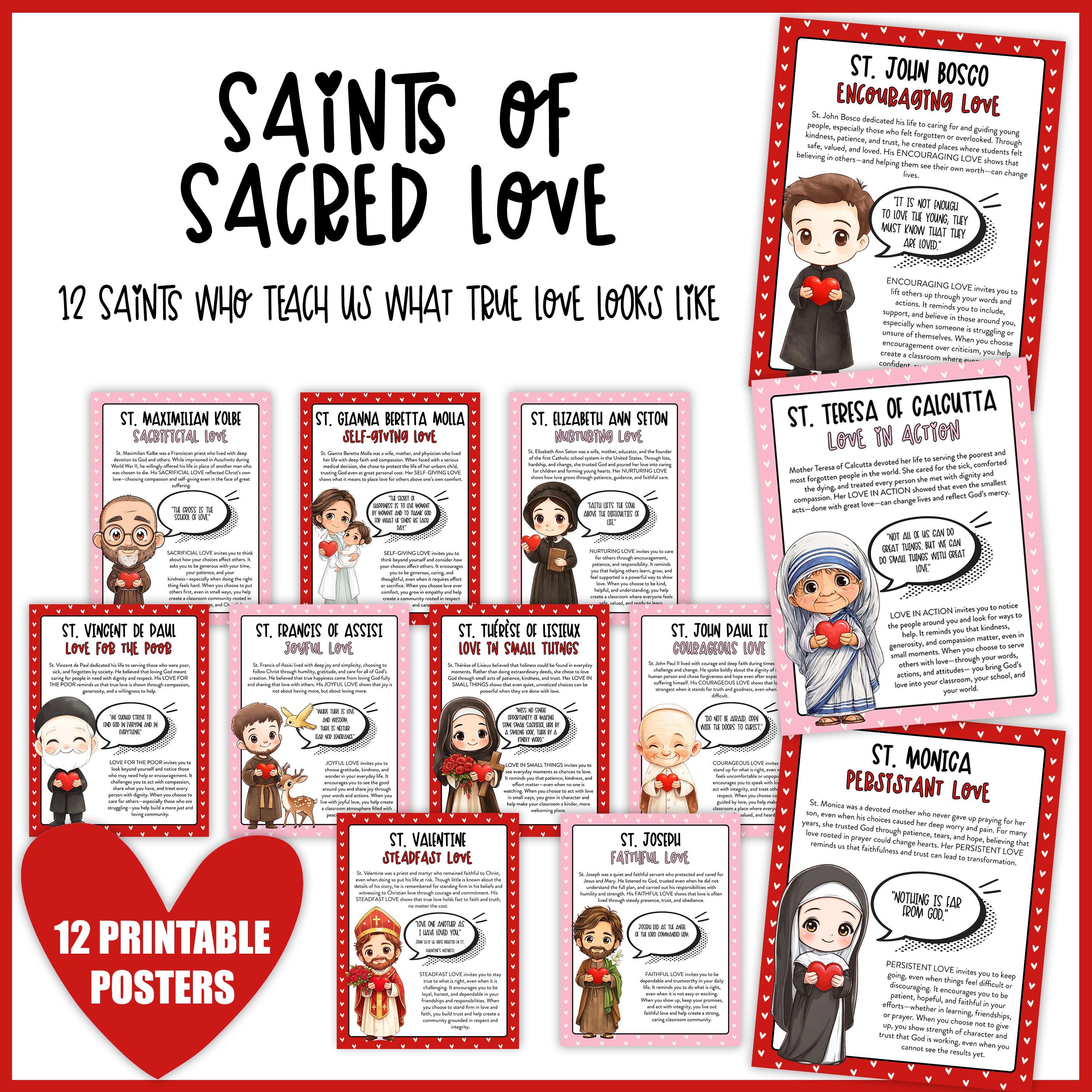 Catholic Saints Valentine Bulletin Board | Saints of Sacred Love Poster ...