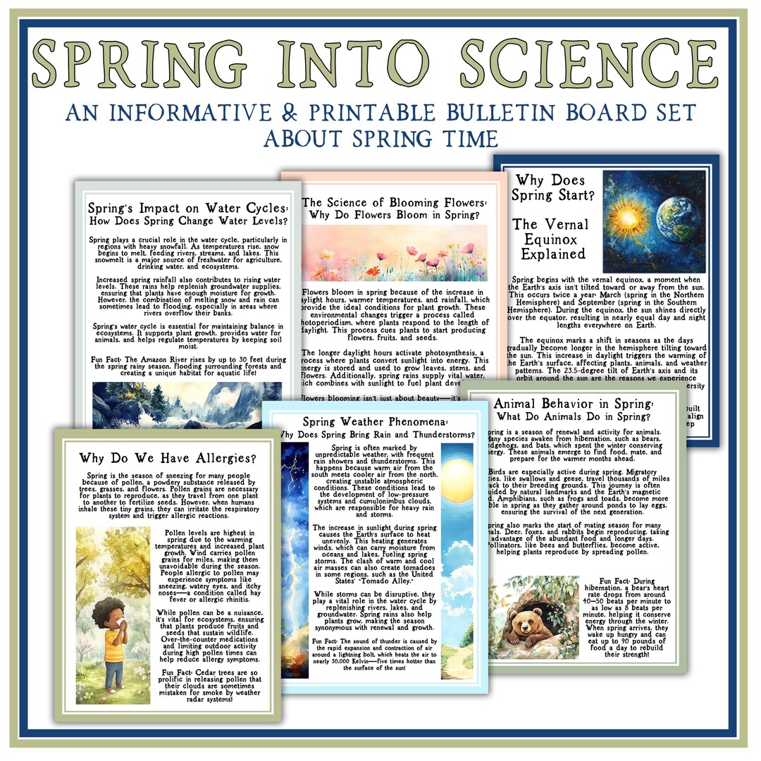 Spring Science Bulletin Board Set | Seasonal April May Physics Posters ...