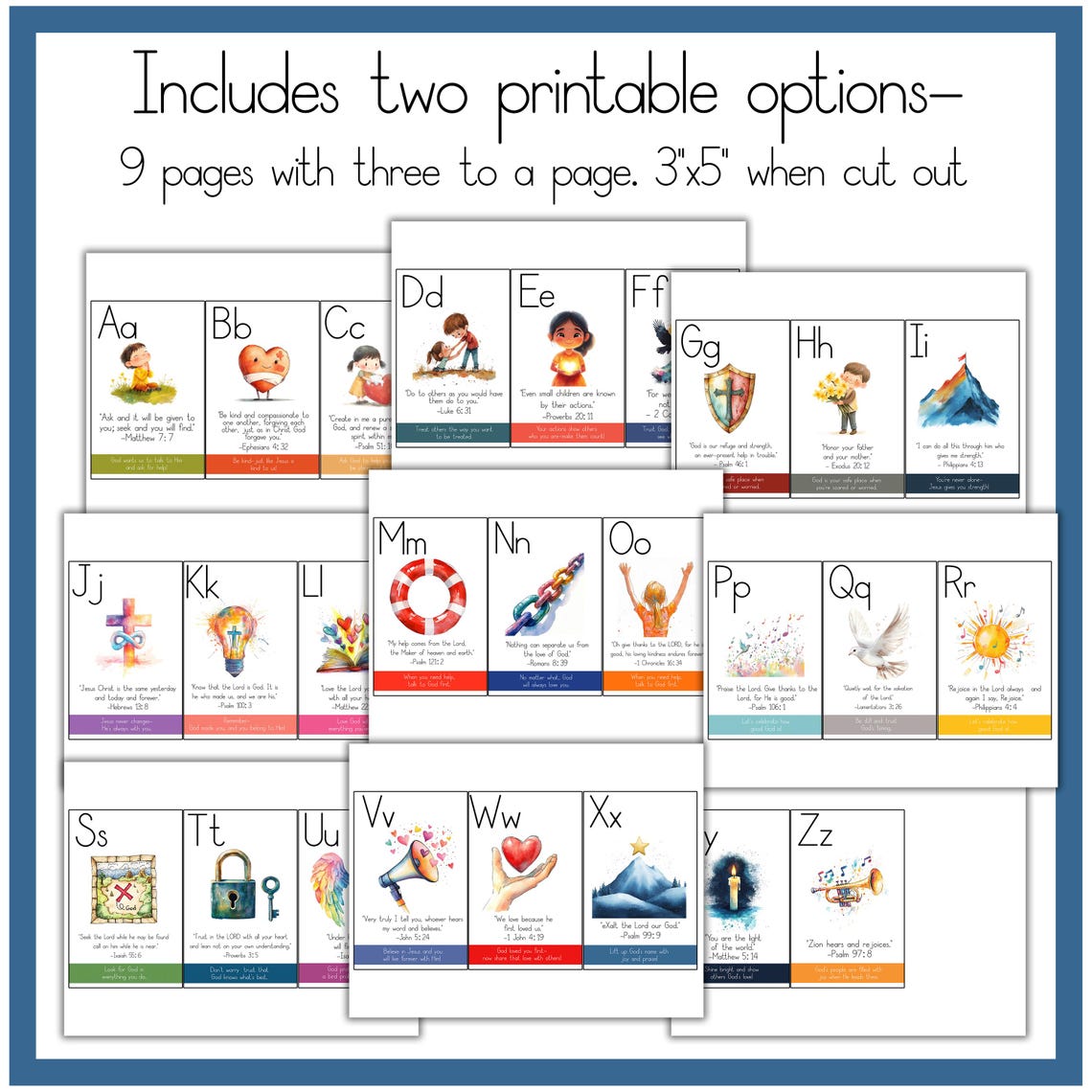 ABC Kids Bible Verse Flash Cards | Printable Scripture Memorization ...