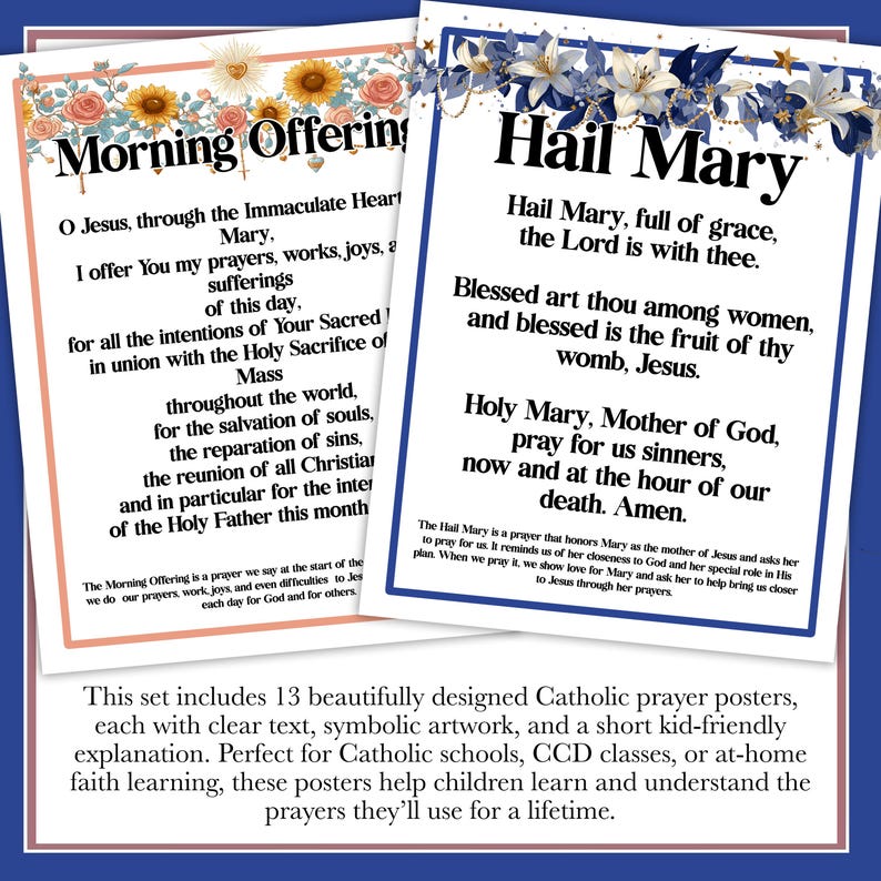 Catholic Prayers for Kids Posters | 13 Printable Prayer Posters for ...
