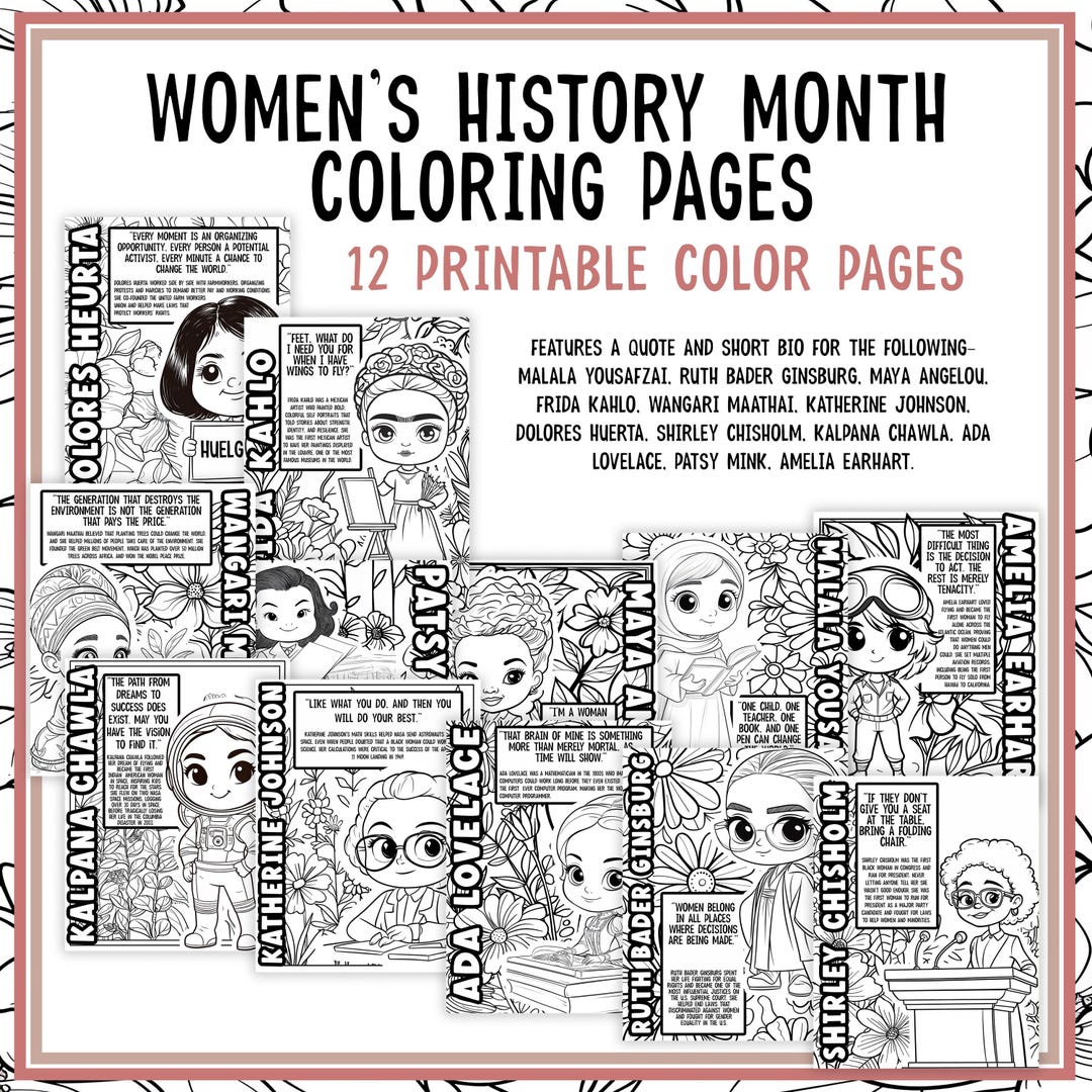Women’s History Month Coloring Pages | Inspirational Quotes Printable ...