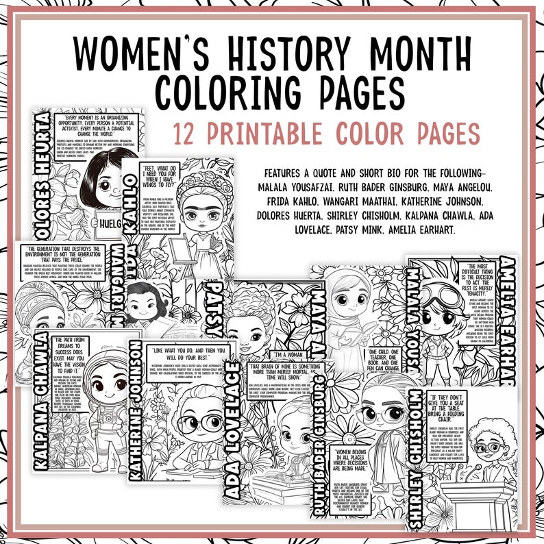 Women’s History Month Coloring Pages | Inspirational Quotes Printable ...