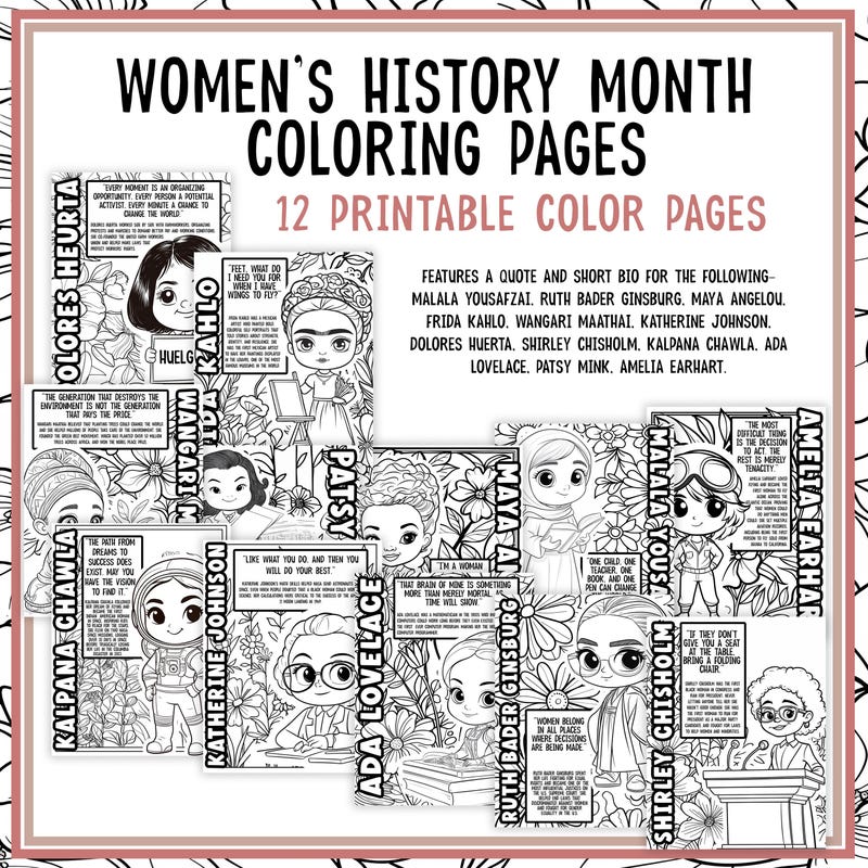 Women in History Coloring Page Printable - Etsy