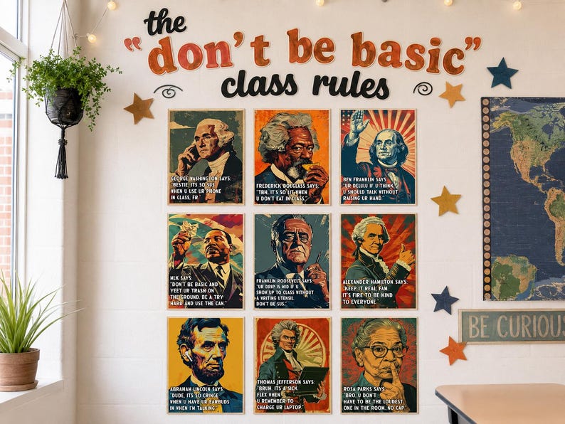 Funny US History Class Rules Posters | Social Studies Slang Bulletin ...