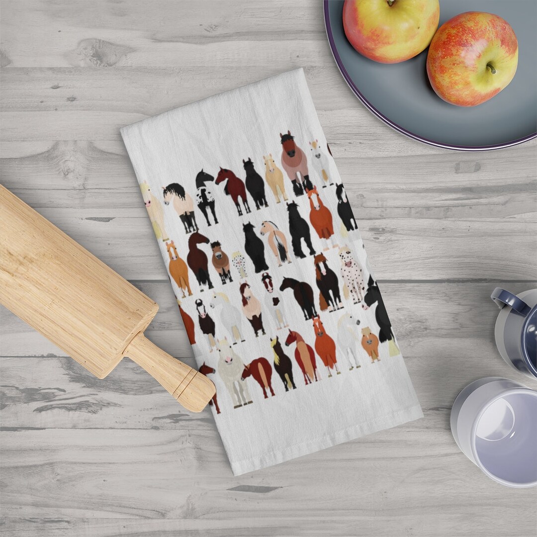 Horse Breed Tea Towel | Farm Animal Horses Kitchen Decor | Horse ...