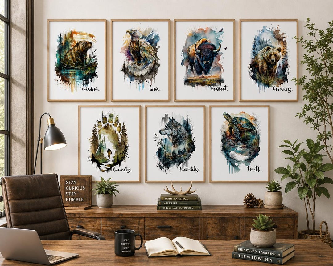Seven Grandfather Teachings Poster Set | Indigenous Animals Watercolor ...