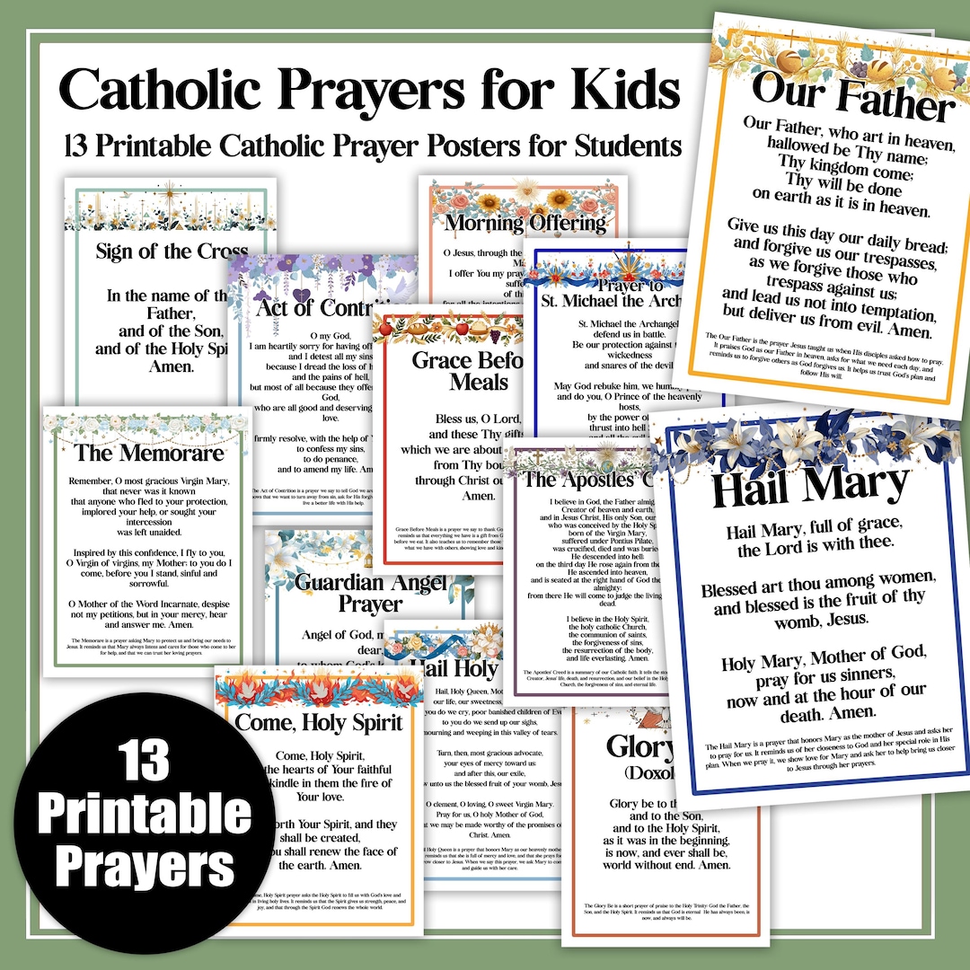 Catholic Prayers for Kids Posters | 13 Printable Prayer Posters for ...