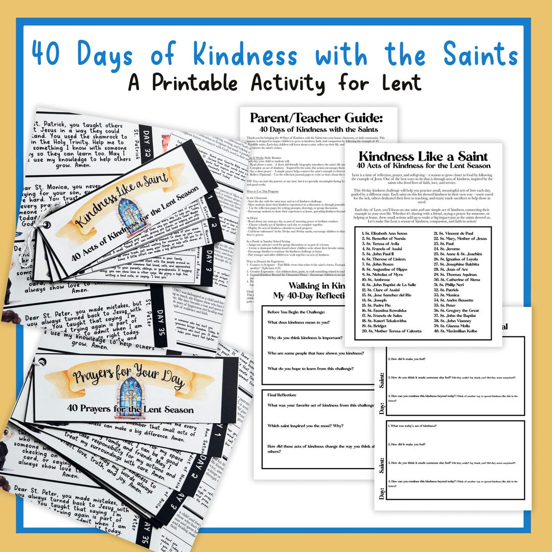 Lent Activity | 40 Days of Kindness With the Saints for Easter ...