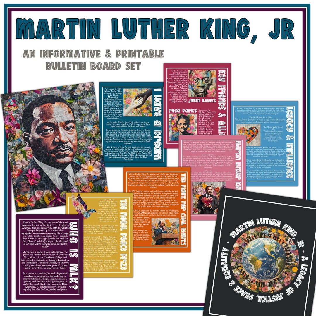 MLK Day Bulletin Board Poster Set Martin Luther King, Jr Printable ...