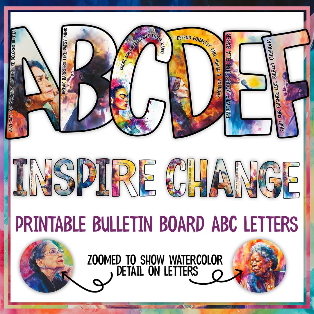 Women's History Month ABC Bulletin Board Letters | March Inspirational ...