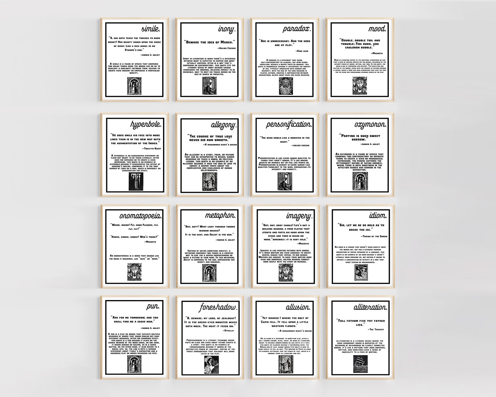 Literary Device Posters | Literary Terms Shakespeare ELA Bulletin Board ...