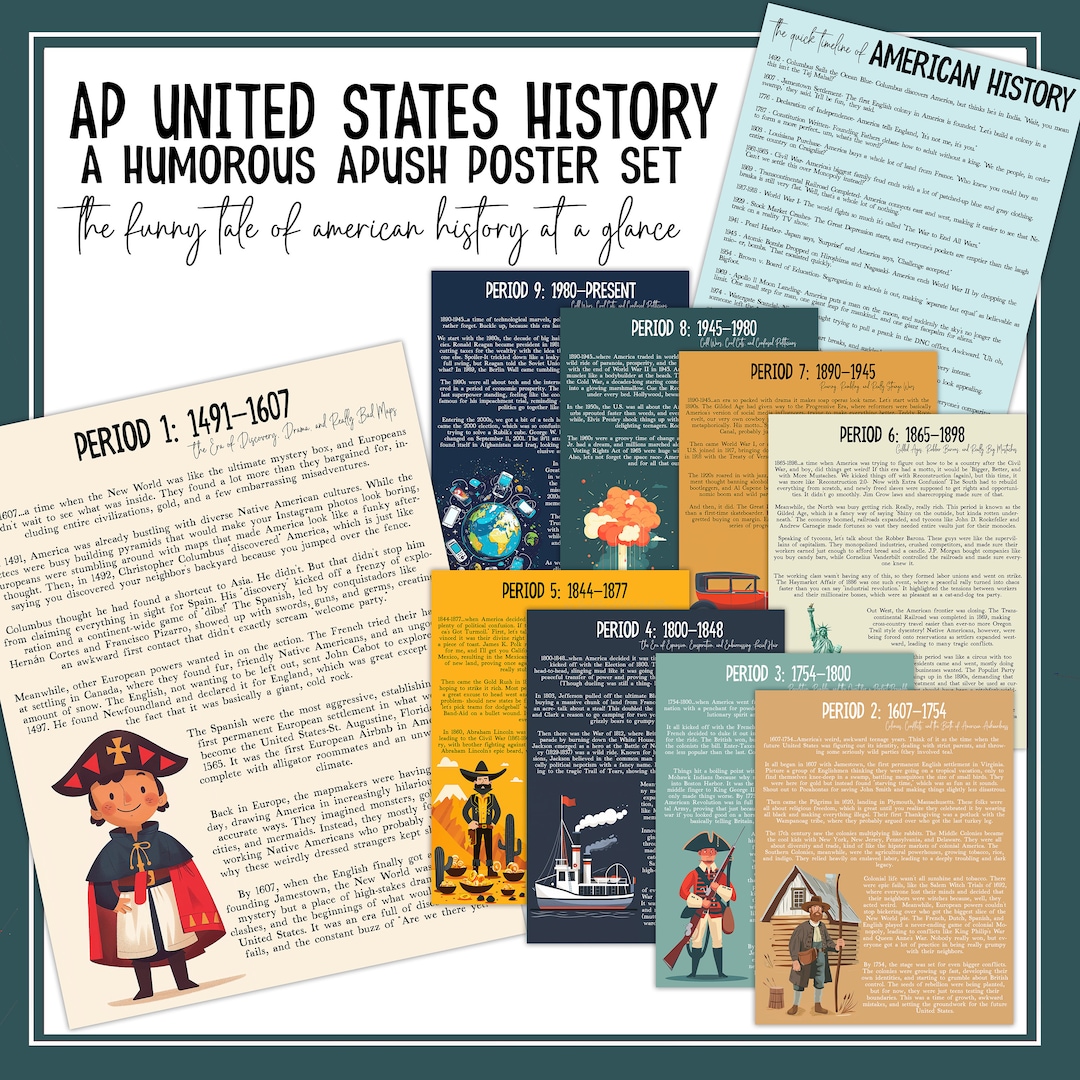 Funny US History Bulletin Board Set | Ap American APUSH Posters | High ...