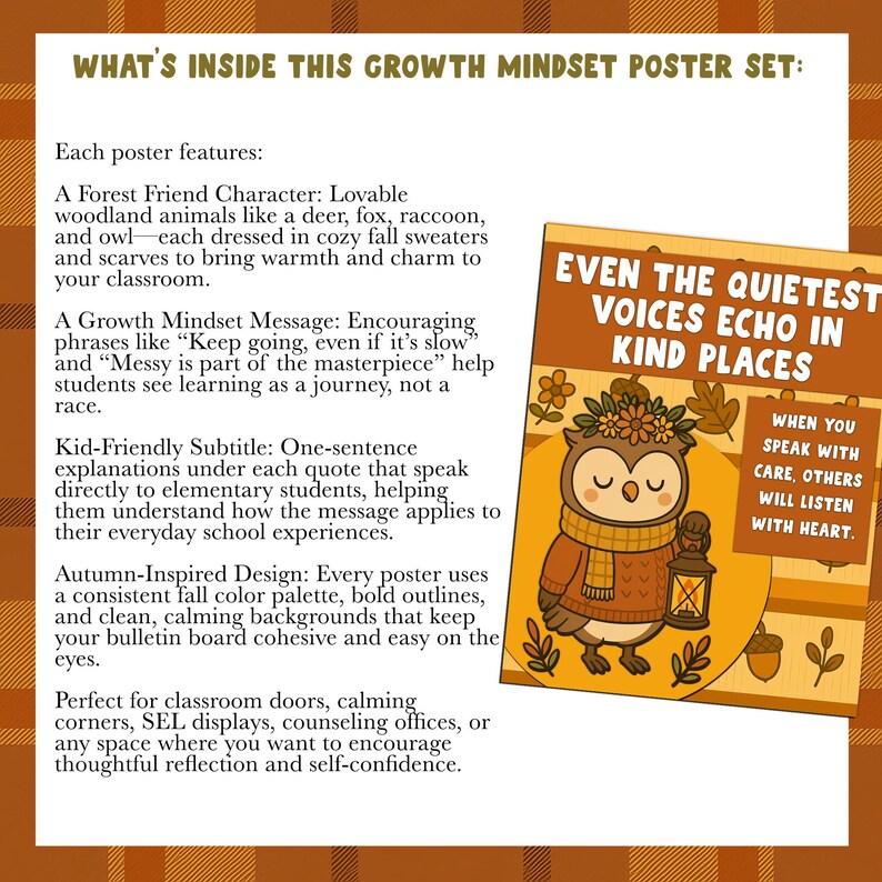 Fall Growth Mindset Posters for Elementary Classroom | Back to School ...