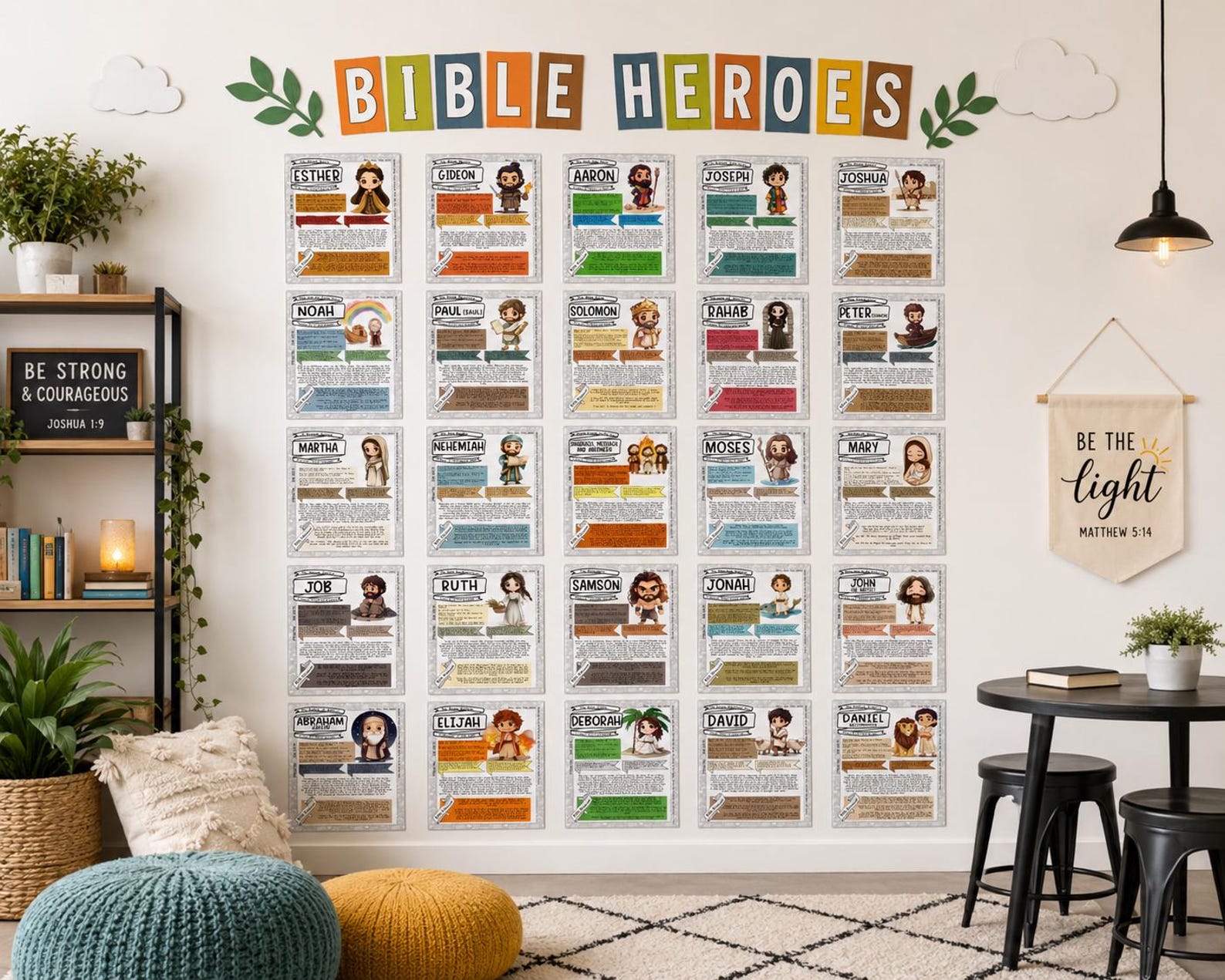 Bible Heroes Study for Kids | Bible Characters Poster Bulletin Board ...