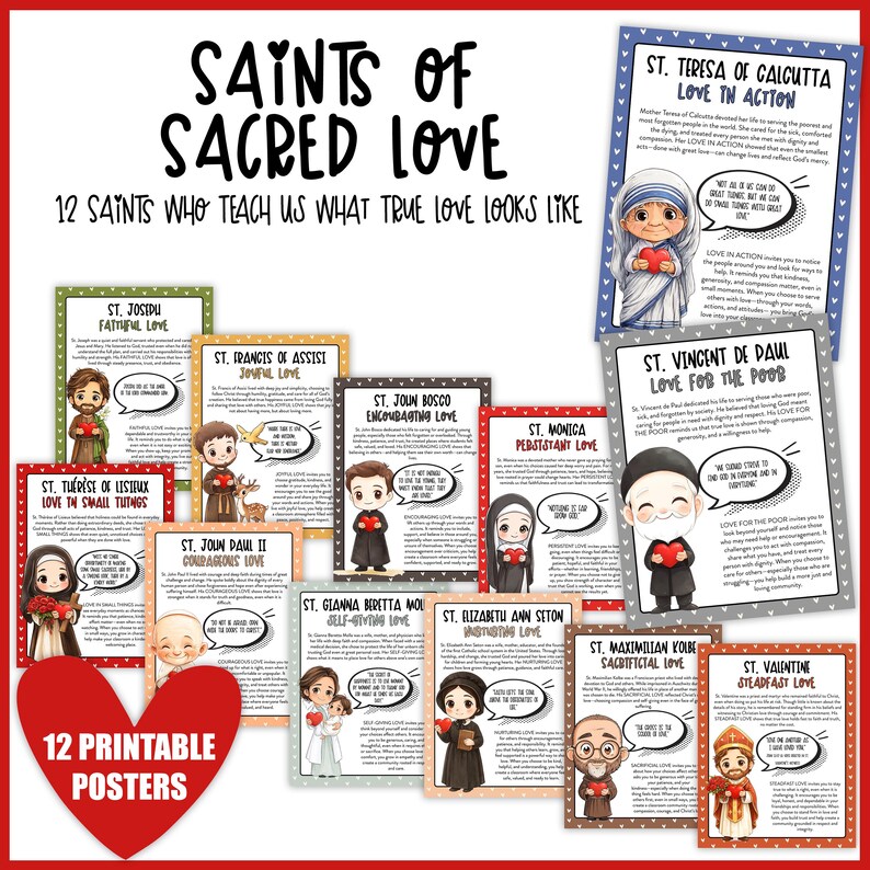 Catholic Saints Valentine Bulletin Board | Saints of Sacred Love Poster ...