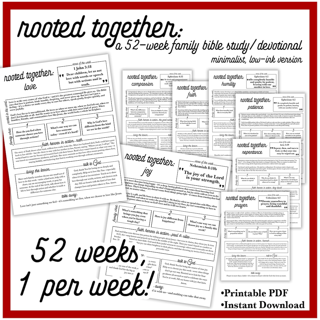 52-week Family Devotional Printable | Bible Study for Kids and Parents ...
