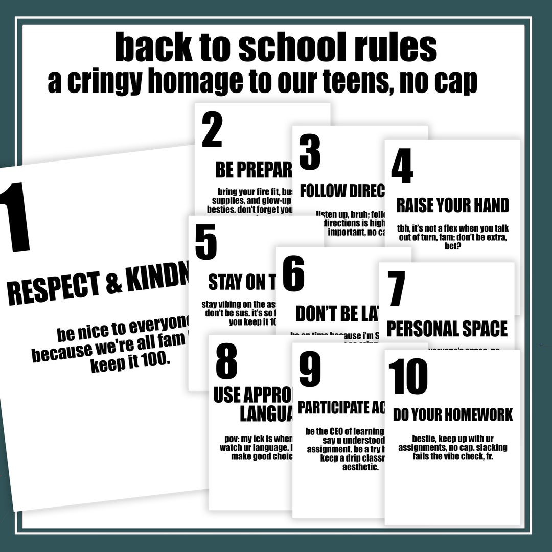 Funny Classroom Rules Posters | High School Middle School Teacher Back ...