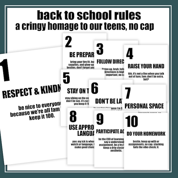 Funny Classroom Rules Posters - Etsy