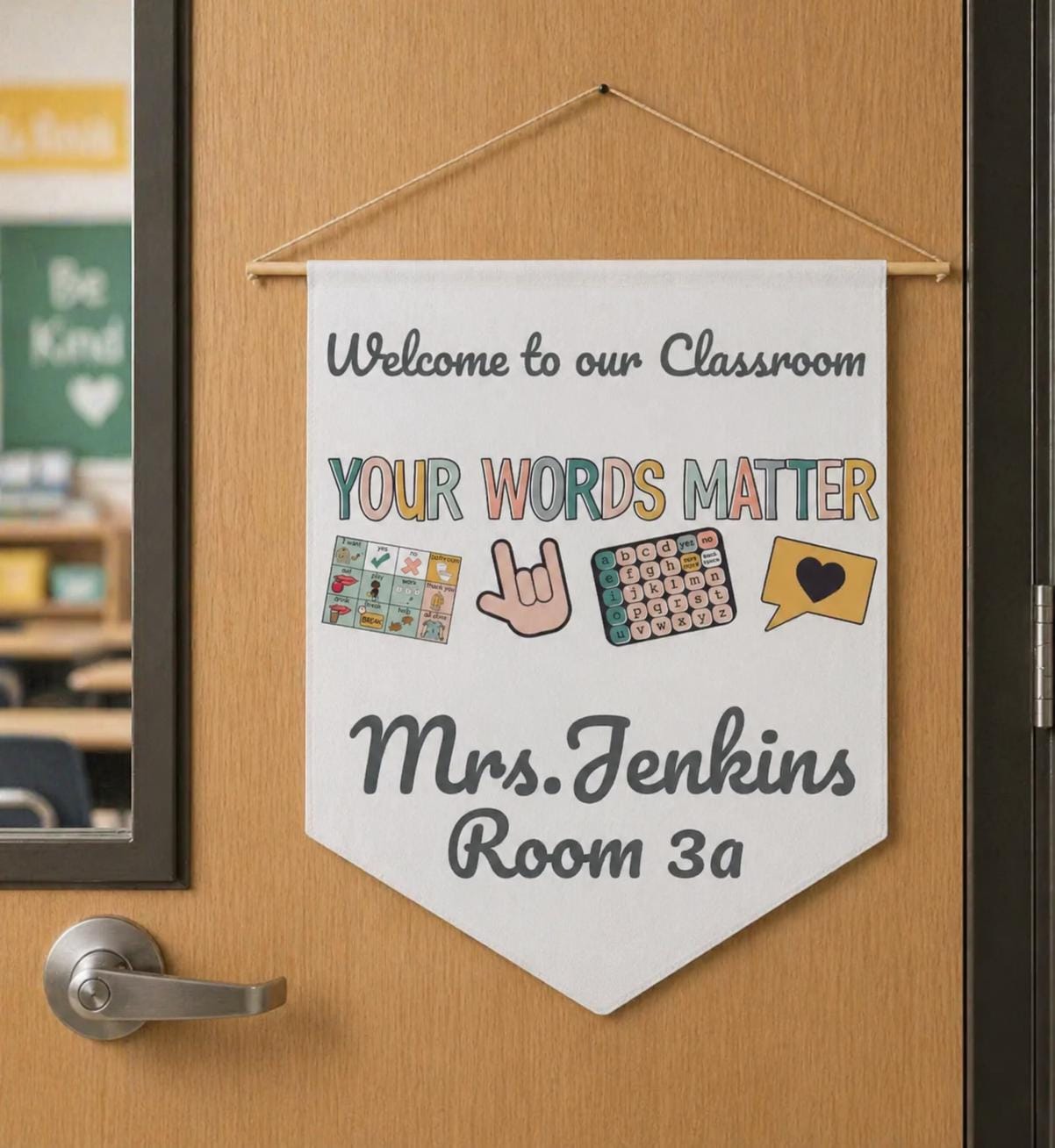 Personalized Teacher Door Sign | Your Words Matter AAC Custom Name ...