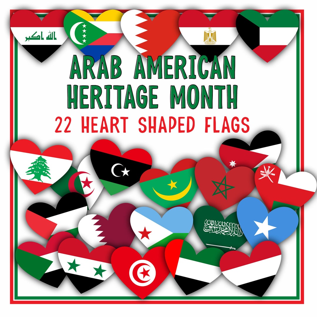 Arab Country Heart Flags | Arab American Heritage Month Bulletin Board ...