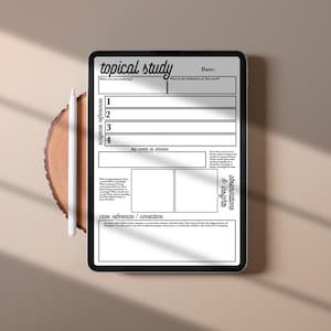 Topical Bible Study Worksheet | Printable Faith-based Study Template ...