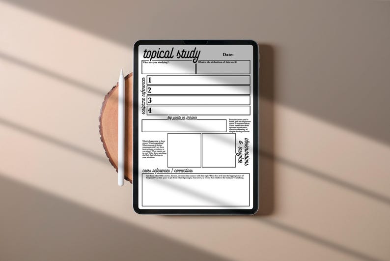 Topical Bible Study Worksheet | Printable Faith-based Study Template ...