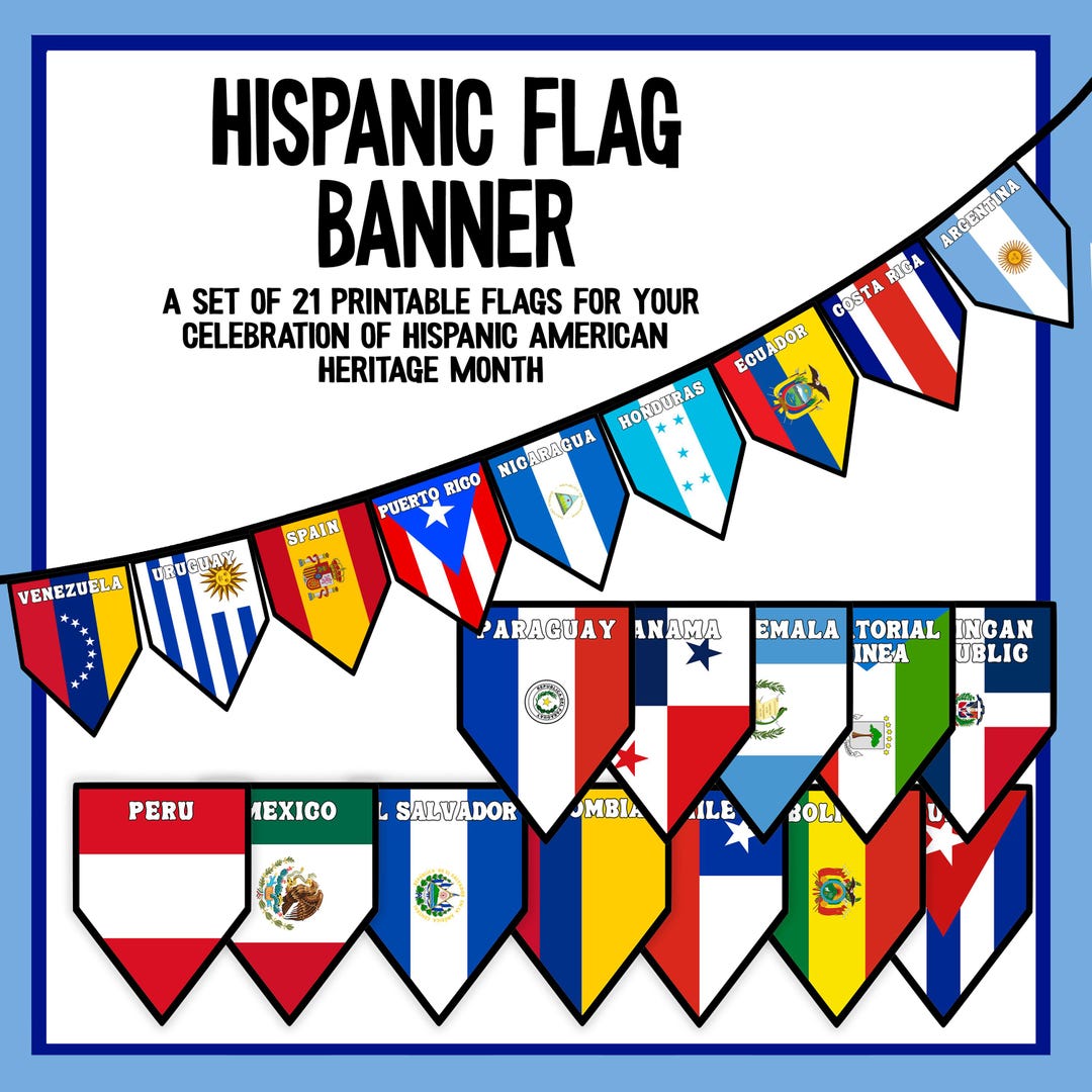 Hispanic Flag Banner | Hispanic American Heritage Month Printable Flags ...