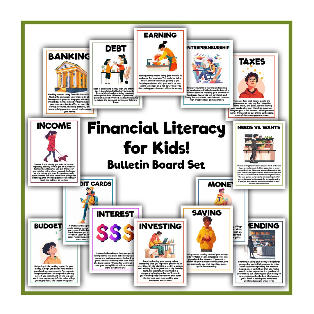Financial Literacy Bulletin Board | Money Curriculum for Kids | Passive ...