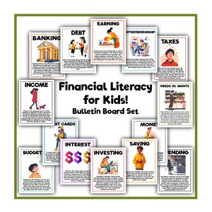 Financial Literacy Bulletin Board | Money Curriculum for Kids | Passive ...