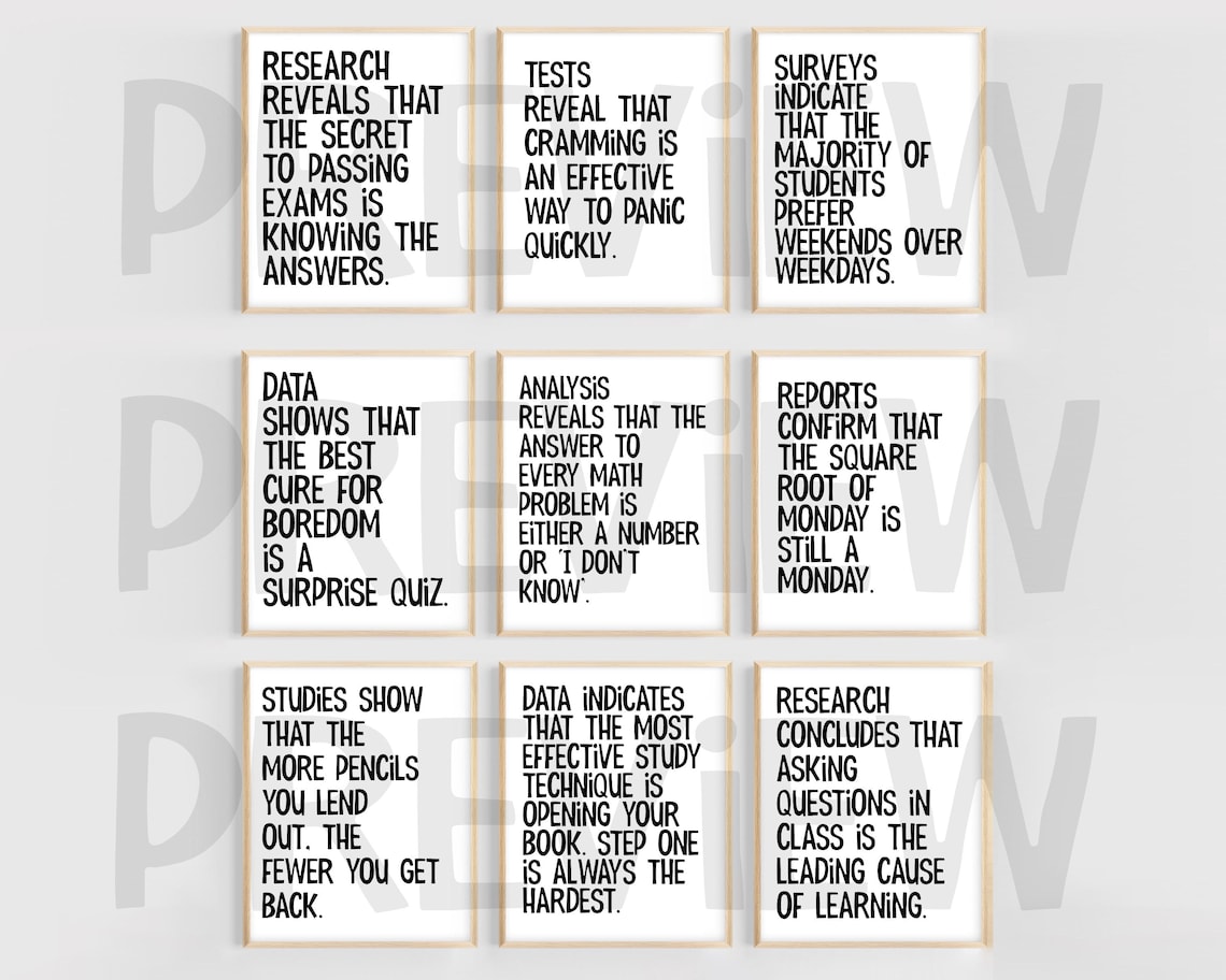 Funny Classroom Study Posters | High School Middle School Teacher Slang ...