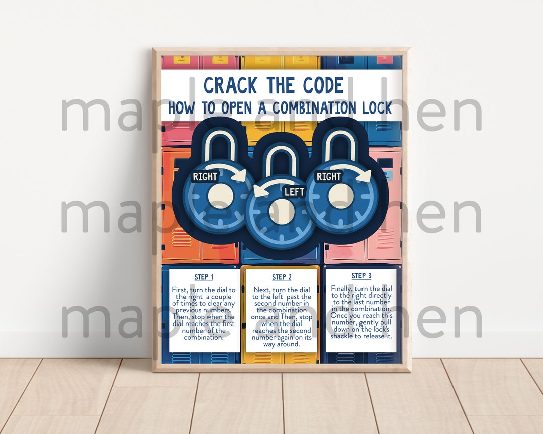 Locker Combination Steps for Middle School | Combo Lock Directions Back ...