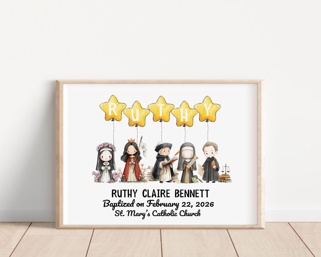 Personalized Baptism Name Wall Print | Catholic Godchild Gift | Custom ...
