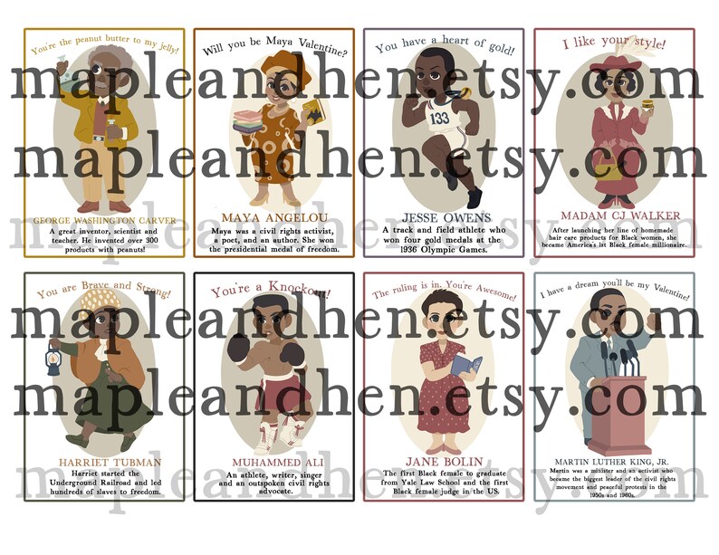Black History Valentine Cards African American Printable - Etsy