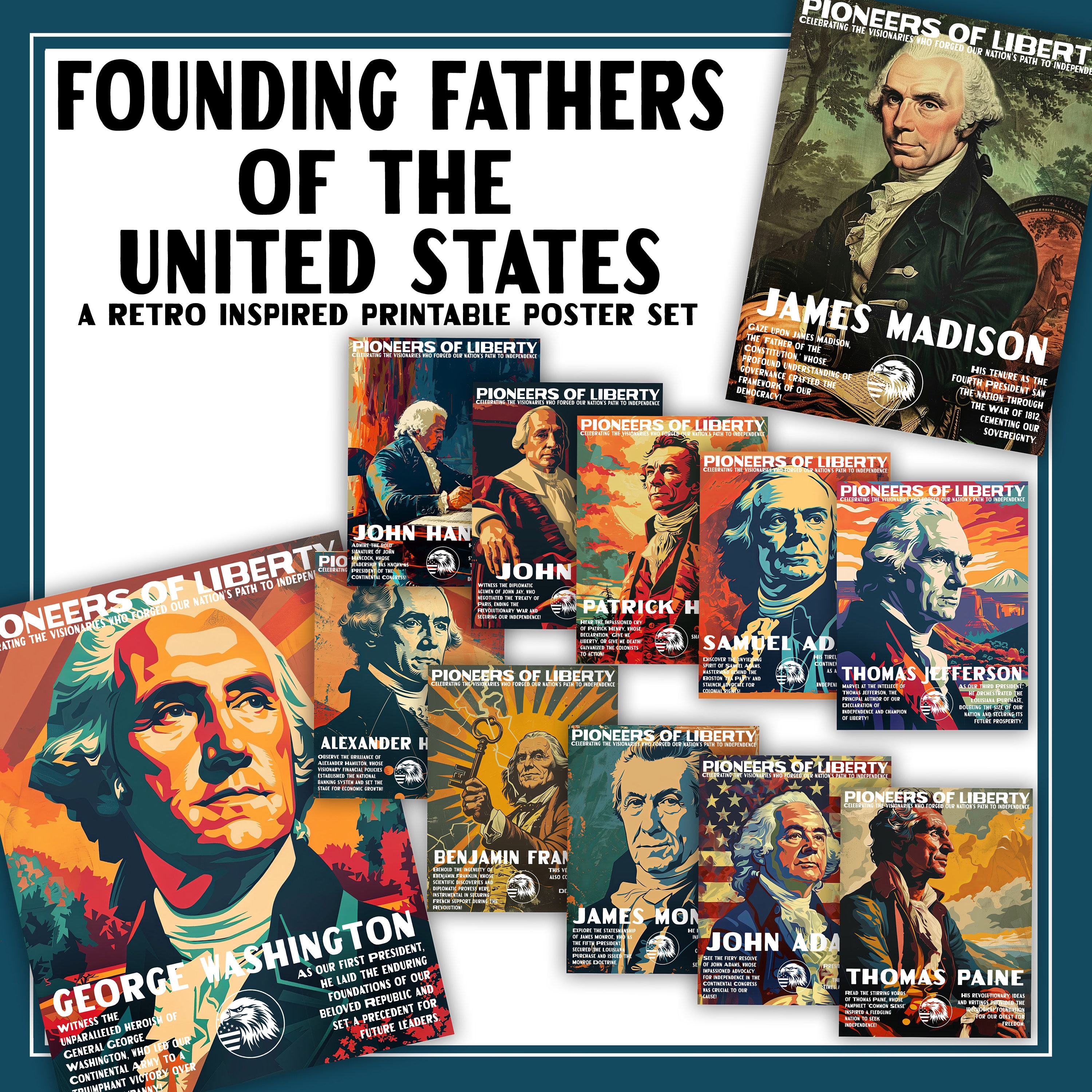 Founding Fathers Bulletin Board Set | US Government Posters ...