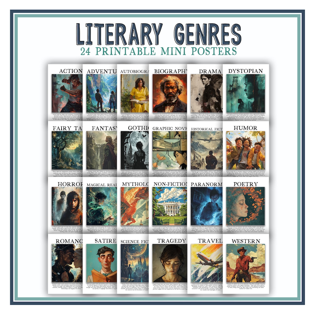 Literary Genres Posters | ELA Bulletin Board Poster Set | English ...