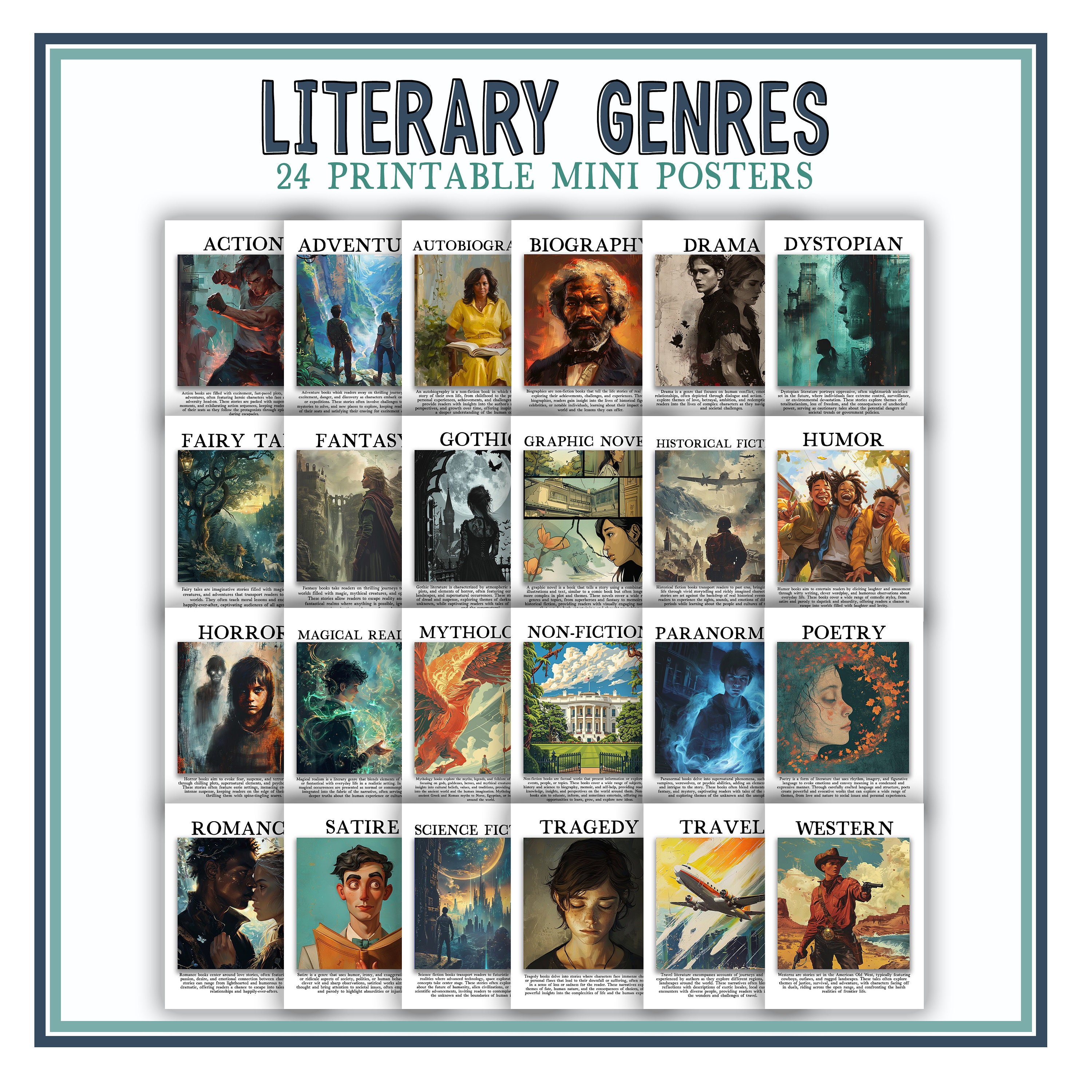 Literary Genres Free Poster Genre Vector Art & Graphics