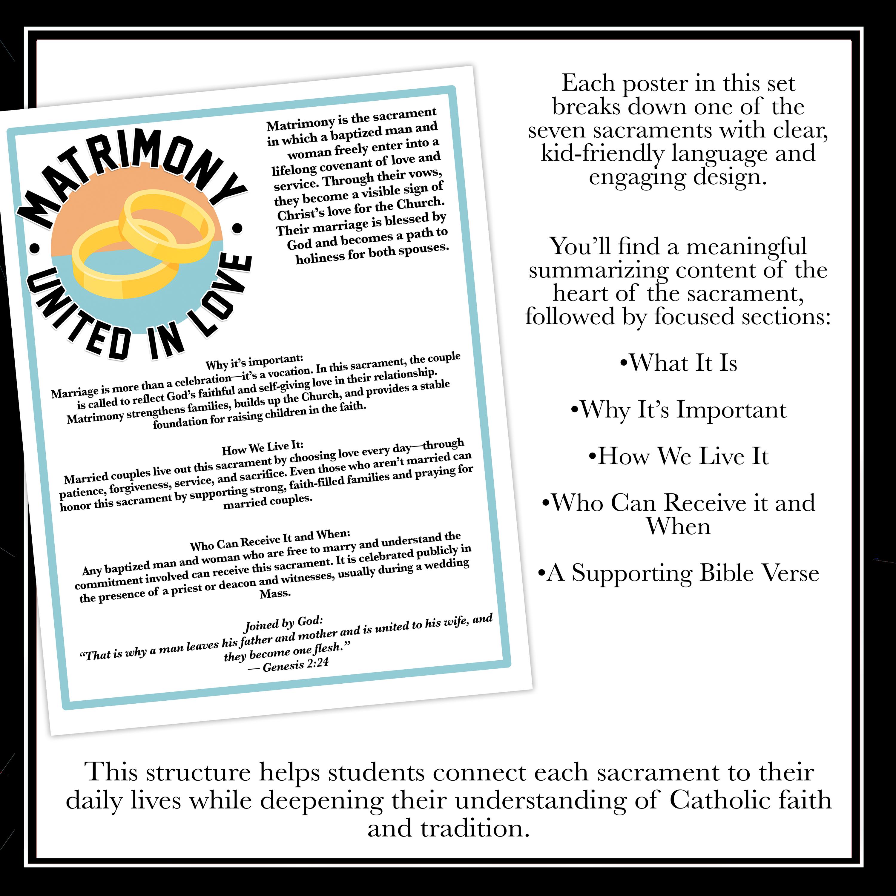 7 Sacraments Bulletin Board | Catholic Classroom Poster Set | Religious ...